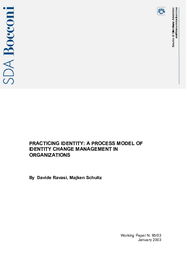 (PDF) Practicing Identity: A Process Model of Identity Change ...