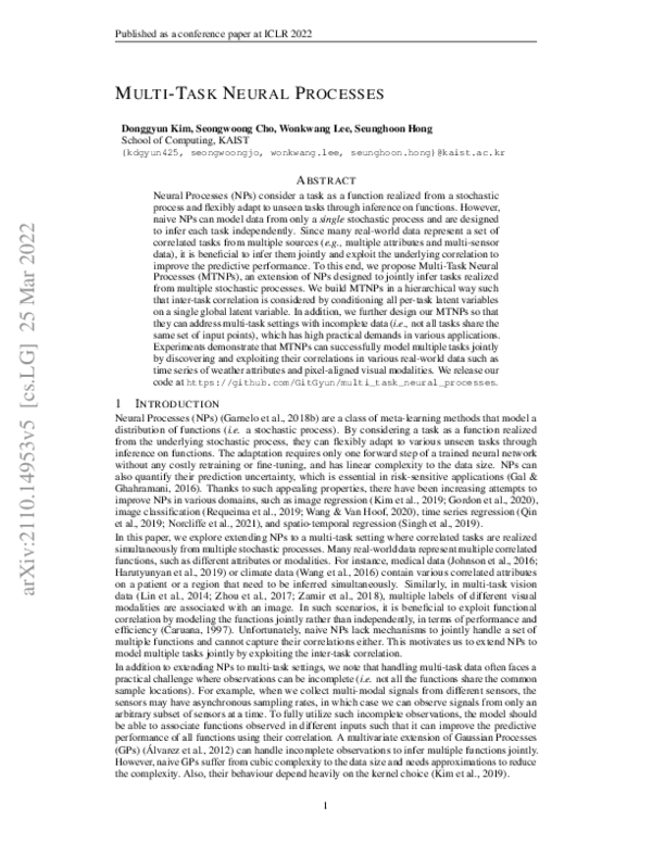 (PDF) Multi-Task Neural Processes | Jiayi Shen - Academia.edu