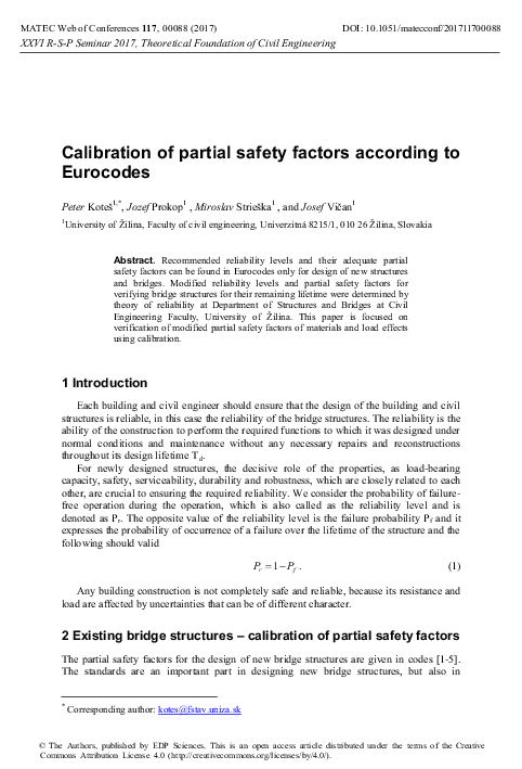 (PDF) Calibration of partial safety factors according to Eurocodes ...