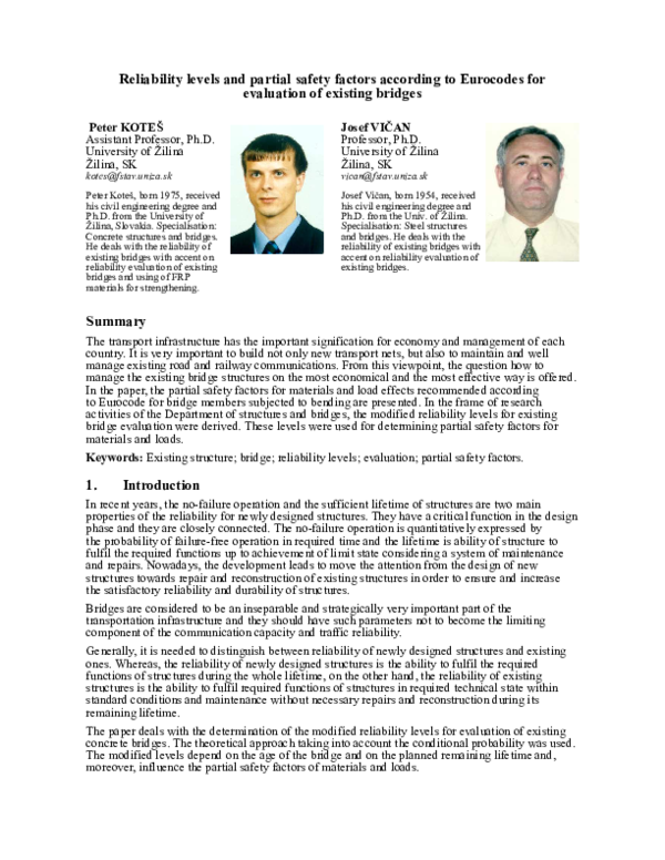 (PDF) Reliability Levels and Partial Safety Factors According to ...