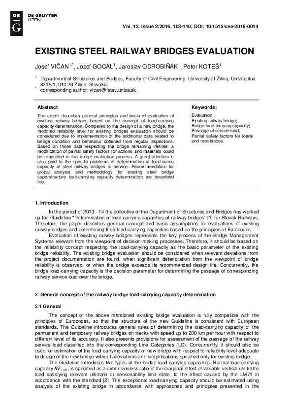 (PDF) Existing Steel Railway Bridges Evaluation | Peter Koteš - Academia.edu