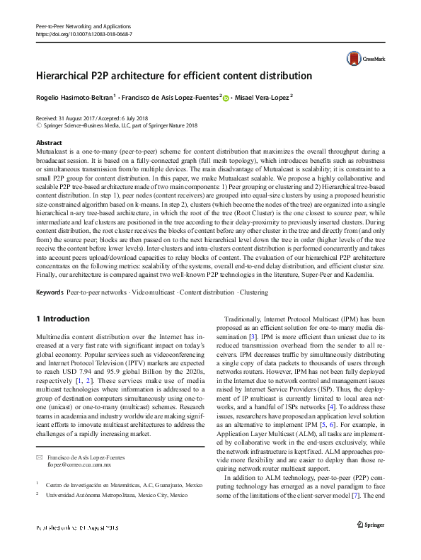 (PDF) Hierarchical P2P architecture for efficient content distribution