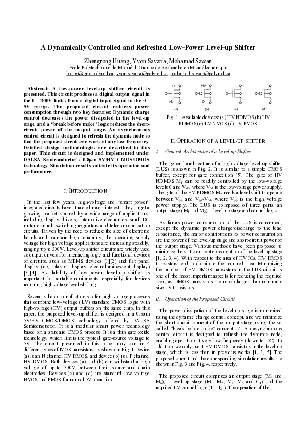 (PDF) A dynamically controlled and refreshed low-power level-up shifter