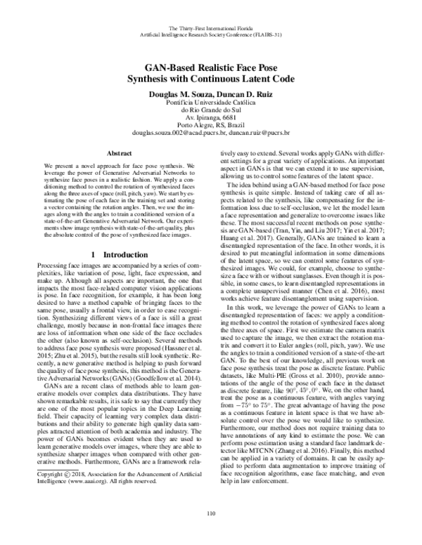 (PDF) GAN-Based Realistic Face Pose Synthesis with Continuous Latent Code