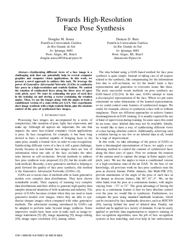(PDF) Towards High-Resolution Face Pose Synthesis