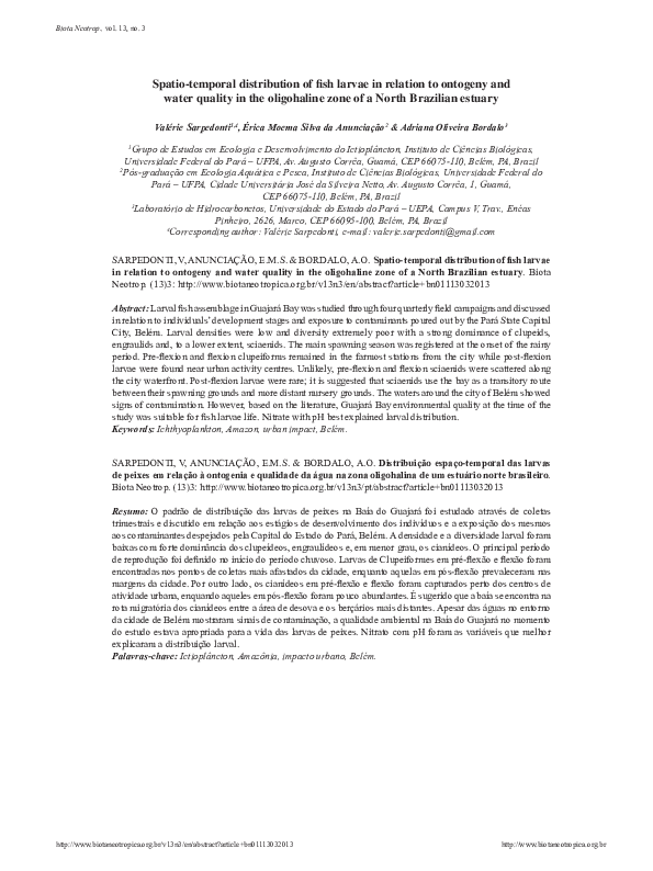 (PDF) Spatio-temporal distribution of fish larvae in relation to ...