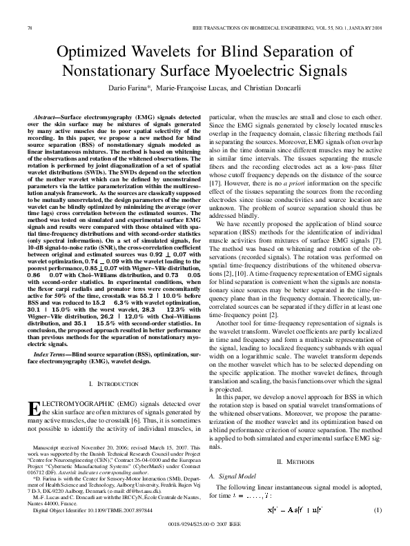 (PDF) Optimized Wavelets for Blind Separation of Nonstationary Surface ...