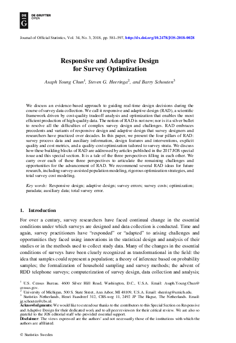 (PDF) Responsive and Adaptive Design for Survey Optimization