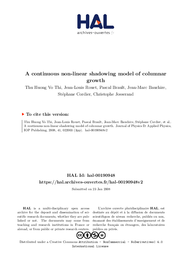 (PDF) A continuous non-linear shadowing model of columnar growth | Thu Nguyen Thi - Academia.edu