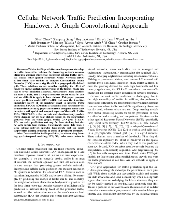 Pdf Cellular Network Traffic Prediction Incorporating Handover A