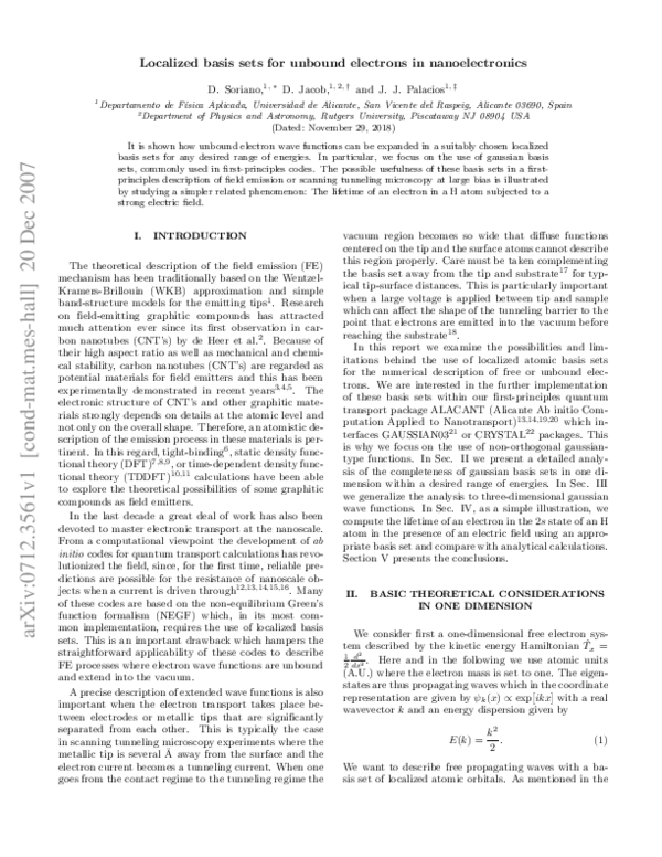 (PDF) Localized basis sets for unbound electrons in nanoelectronics ...