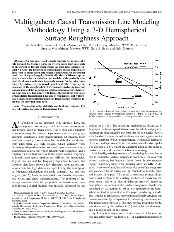 (PDF) Multigigahertz Causal Transmission Line Modeling Methodology Using a 3-D Hemispherical ...