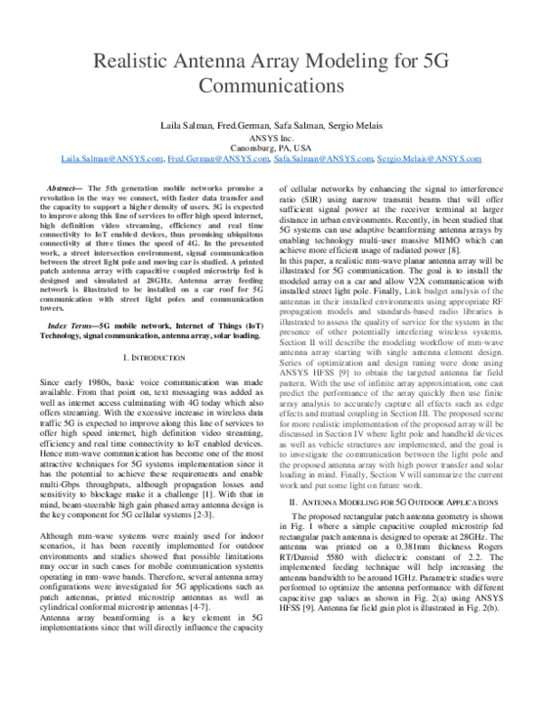 (PDF) Realistic Antenna Array Modeling for 5G Communications