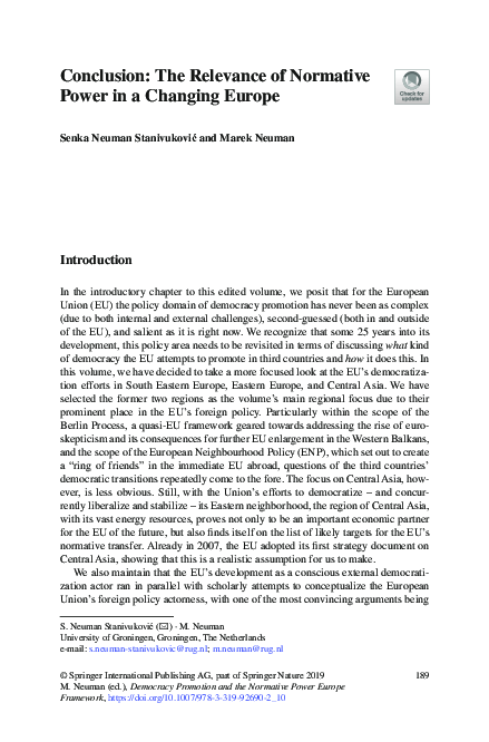 (PDF) Conclusion: The Relevance of Normative Power in a Changing Europe