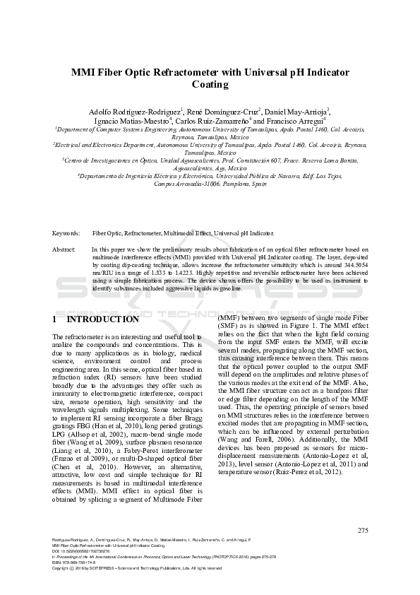 (PDF) MMI Fiber Optic Refractometer with Universal pH Indicator Coating