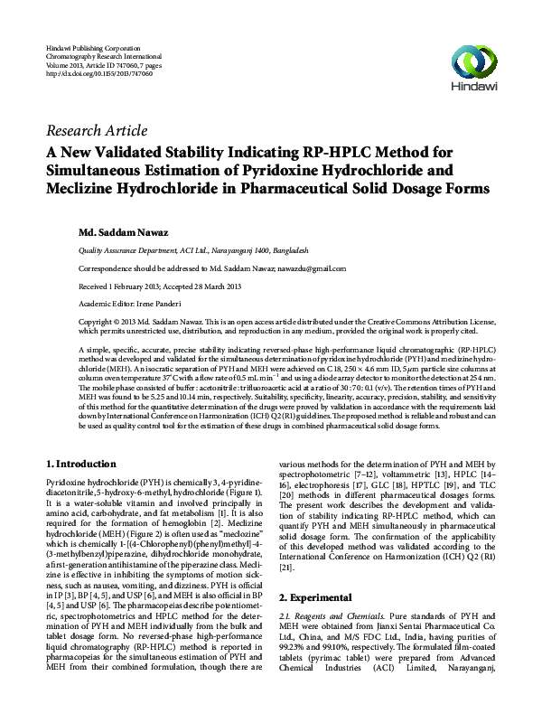 (PDF) A New Validated Stability Indicating RP-HPLC Method for Simultaneous Estimation of ...