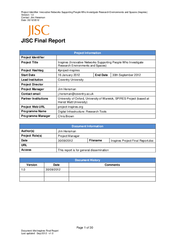 (PDF) INSPIRES Final Report