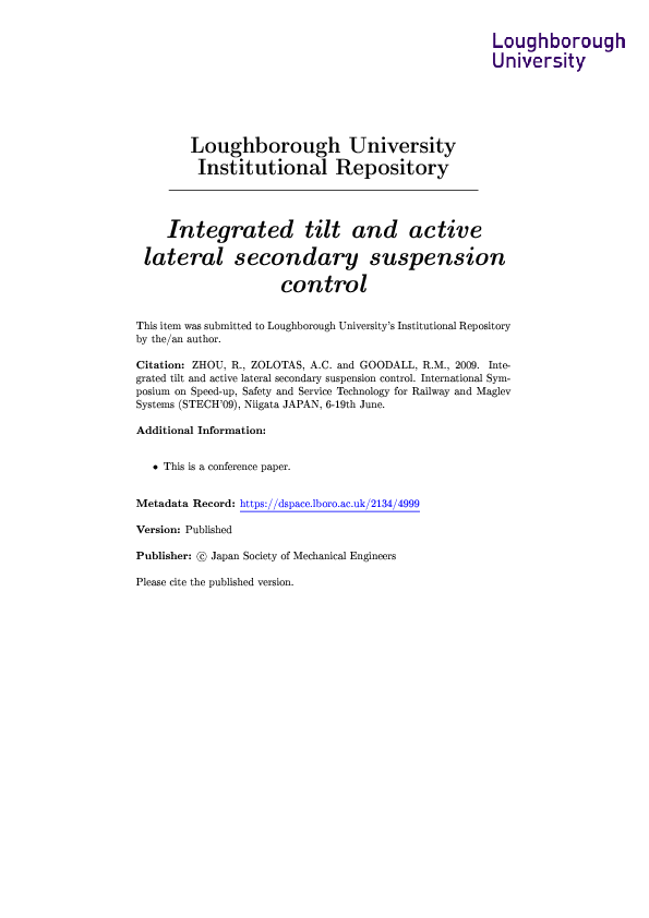 (PDF) Integrated tilt and active lateral secondary suspension control