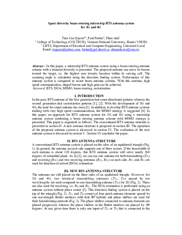 (PDF) Space diversity beam steering microstrip BTS antenna system for ...