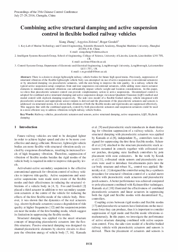 (PDF) Combining active structural damping and active suspension control in flexible bodied ...
