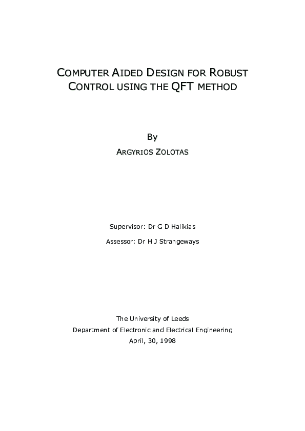 (PDF) Computer Aided Design for robust control using the QFT method