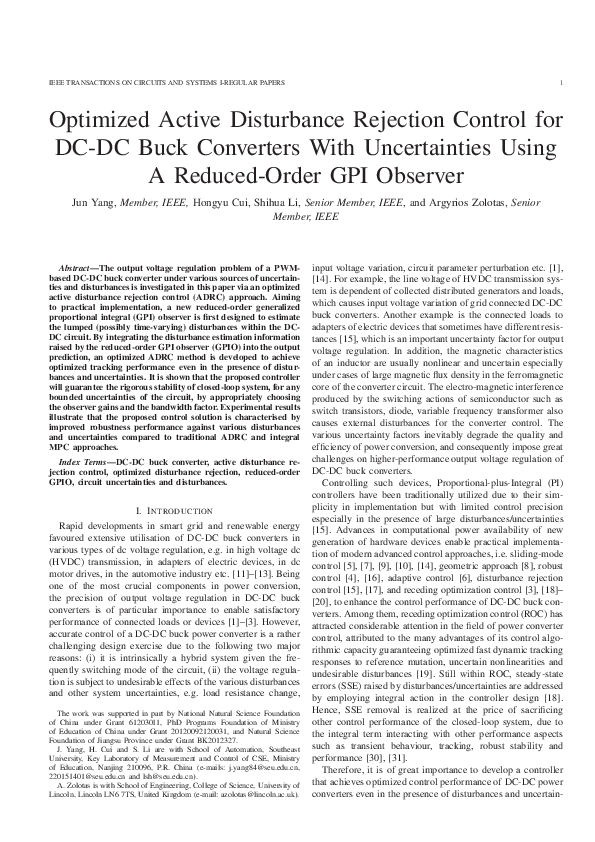 (PDF) Optimized Active Disturbance Rejection Control for DC-DC Buck Converters With ...