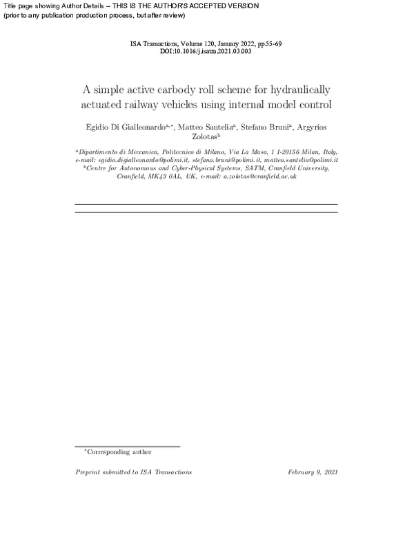 (PDF) A simple active carbody roll scheme for hydraulically actuated ...