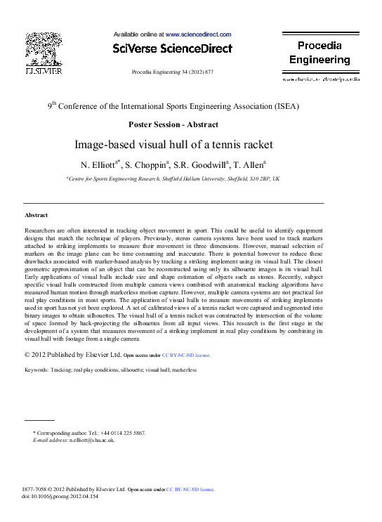 (PDF) Image-based visual hull of a tennis racket