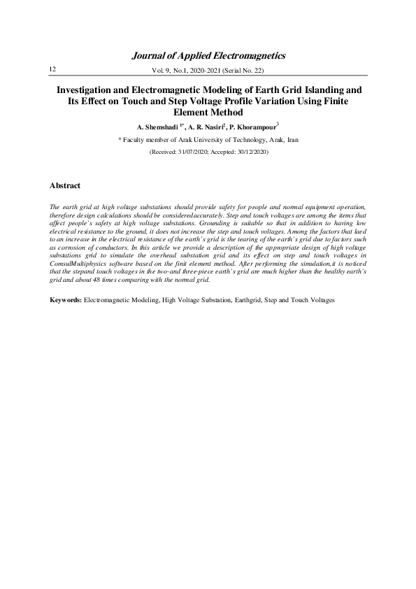 (PDF) Investigation and Electromagnetic Modeling of Earth Grid ...