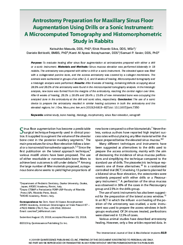(PDF) Antrostomy Preparation for Maxillary Sinus Floor Augmentation ...