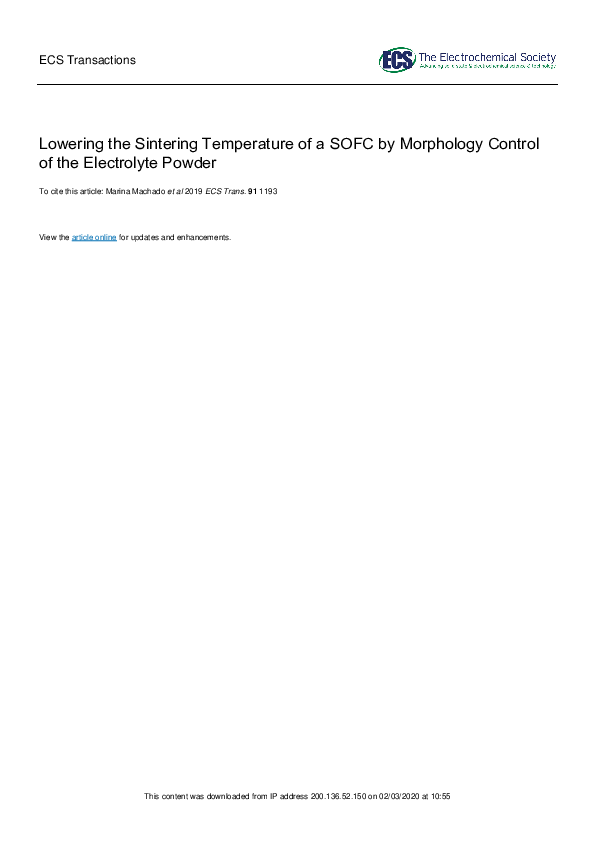 (PDF) Lowering the Sintering Temperature of a SOFC by Morphology ...