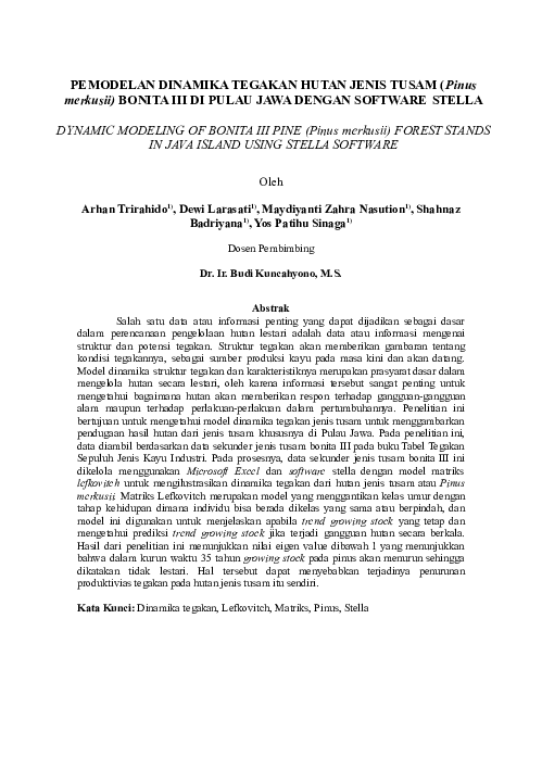(PDF) PEMODELAN DINAMIKA TEGAKAN HUTAN JENIS TUSAM (Pinus merkusii ...