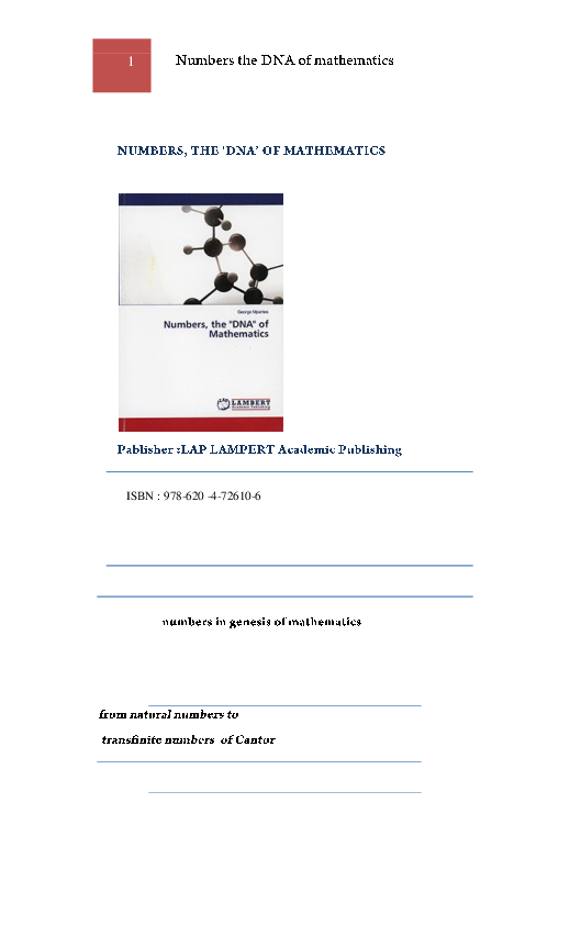 (PDF) my Book :Numbers the DNA of mathematics