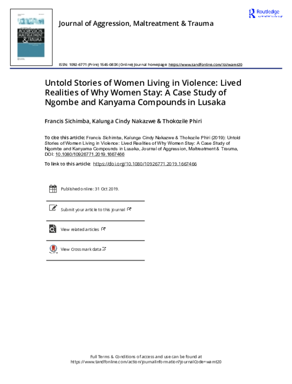 (PDF) Untold Stories of Women Living in Violence: Lived Realities of ...