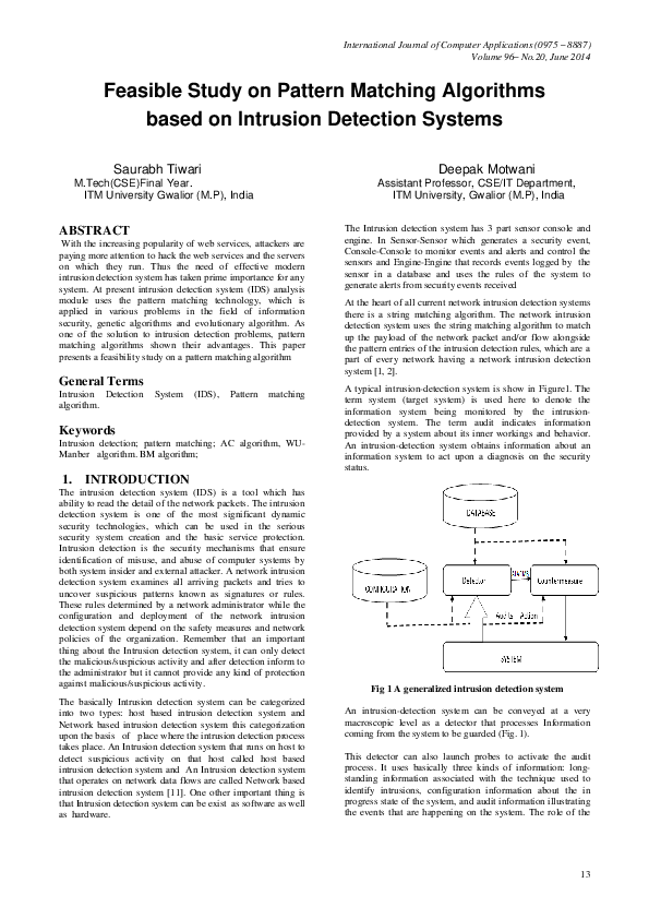 (PDF) Feasible Study on Pattern Matching Algorithms based on Intrusion Detection Systems ...