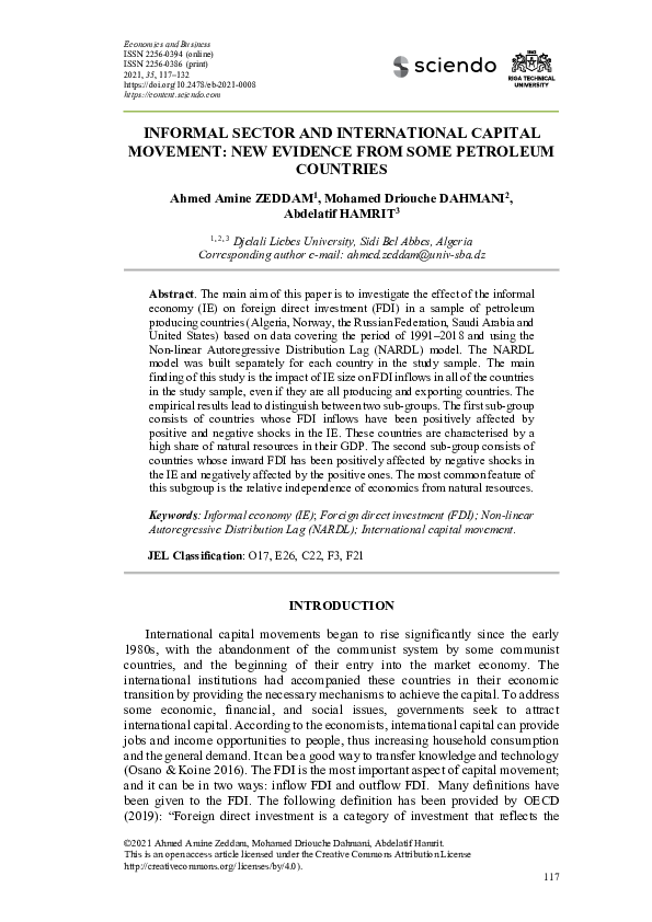 (PDF) Informal Sector and International Capital Movement: New Evidence ...