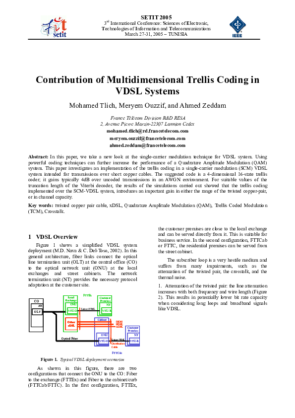 (PDF) Contribution of Multidimensional Trellis Coding in VDSL Systems