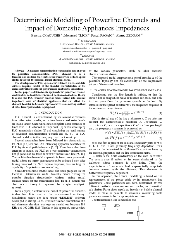 (PDF) Deterministic modelling of powerline channels and impact of ...
