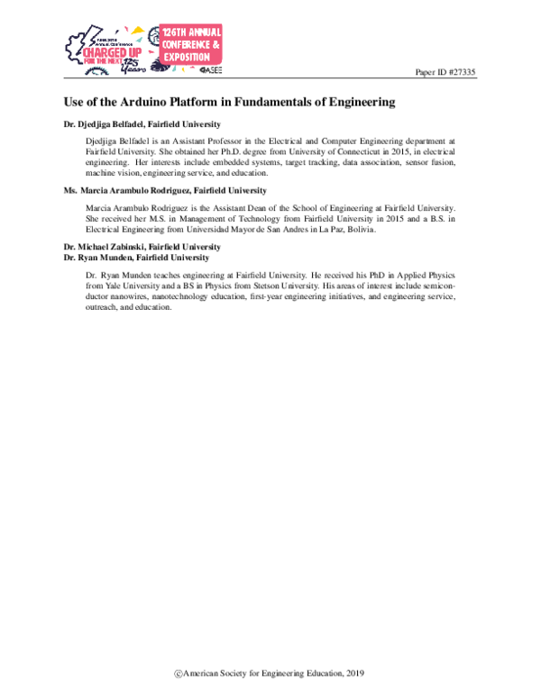 Pdf Use Of The Arduino Platform In Fundamentals Of Engineering 5226