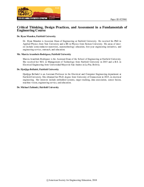 (PDF) Critical Thinking, Design Practices, and Assessment in a ...