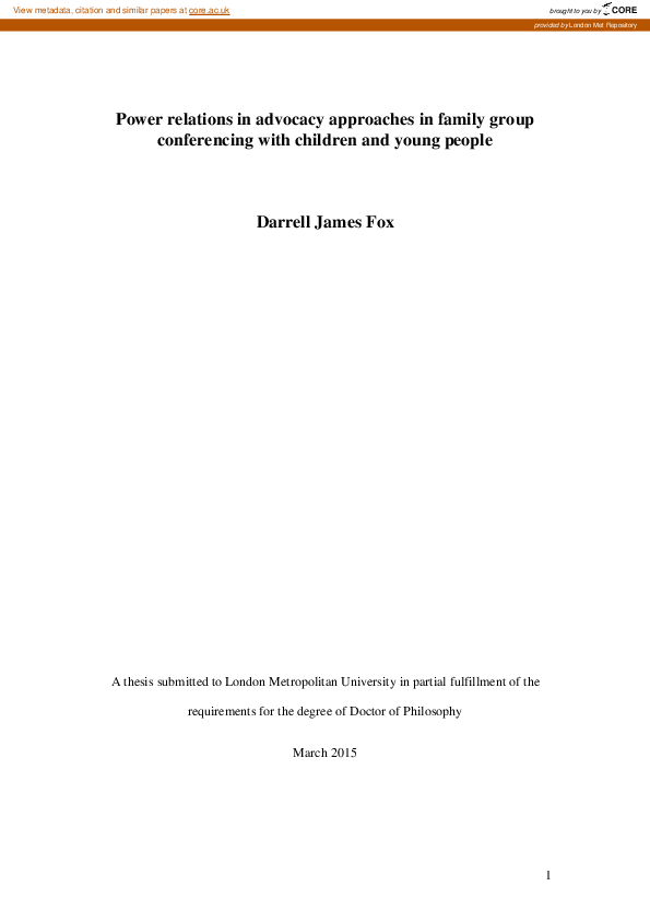 (PDF) Power relations in advocacy approaches in family group ...