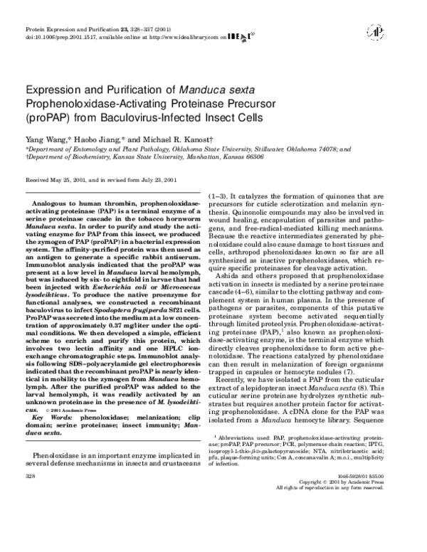 (PDF) Expression and Purification of Manduca sexta Prophenoloxidase ...