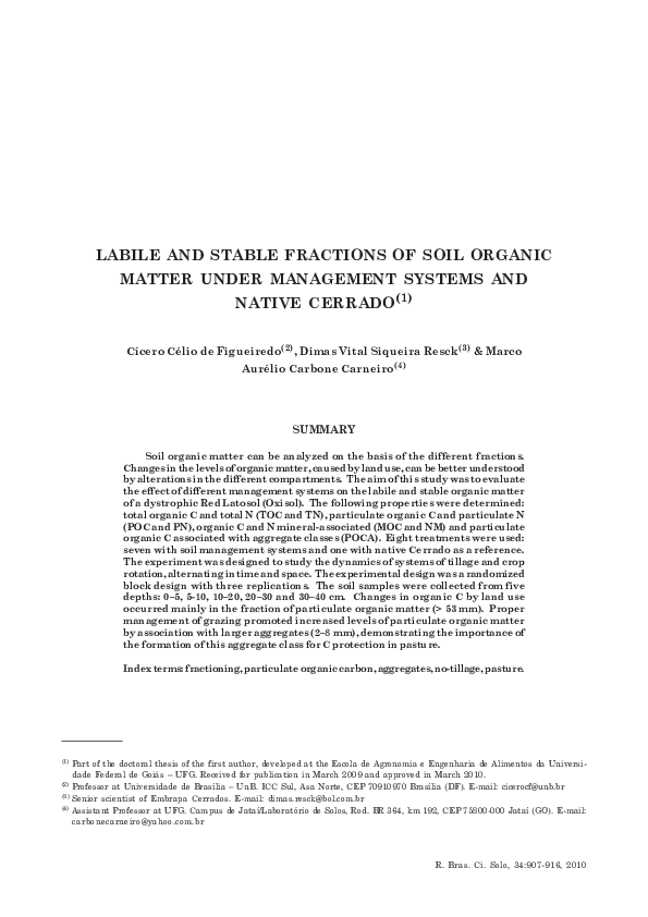 (PDF) Labile and stable fractions of soil organic matter under ...