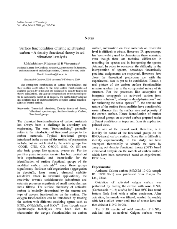 (PDF) Surface functionalities of nitric acid treated carbon: A density ...