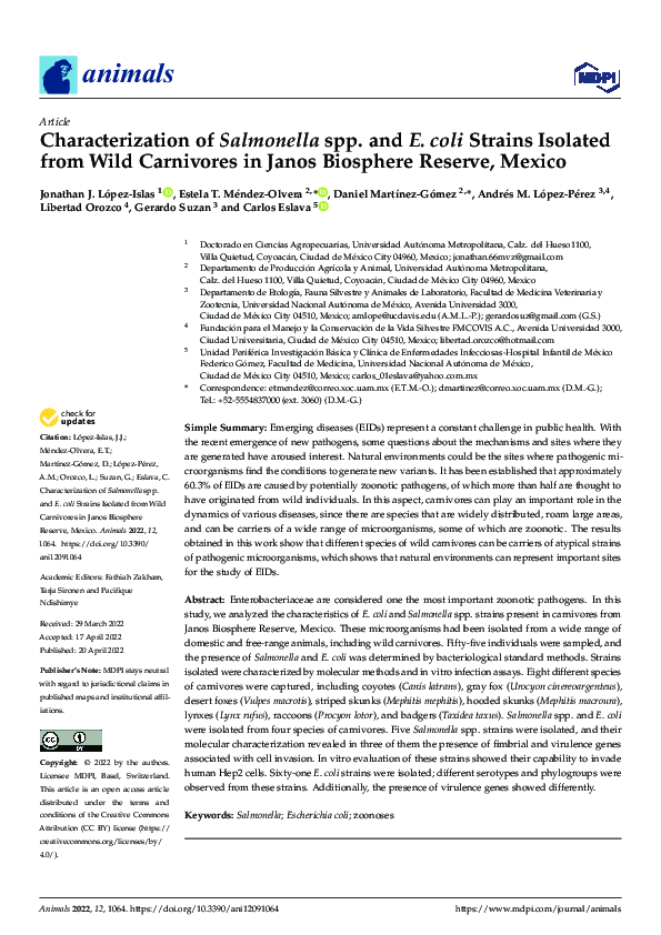 (PDF) Characterization of Salmonella spp. and E. coli Strains Isolated ...