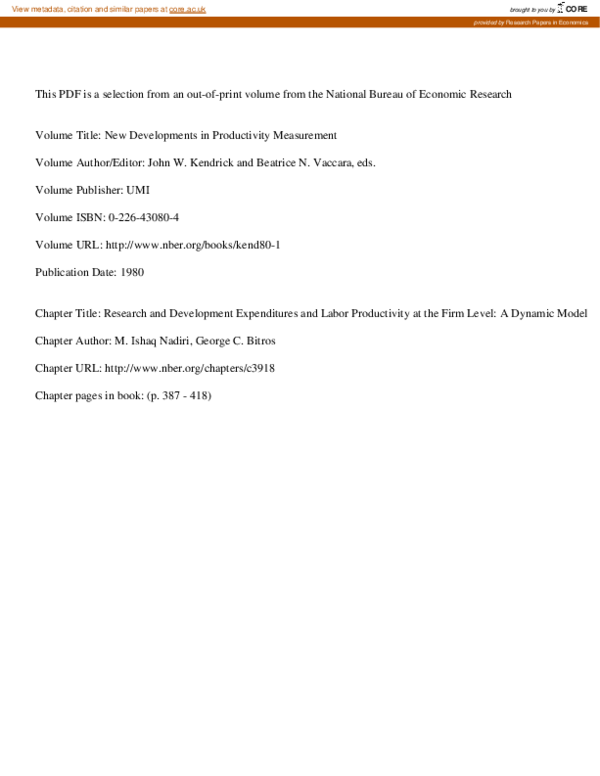 (PDF) New developments in productivity measurement and analysis