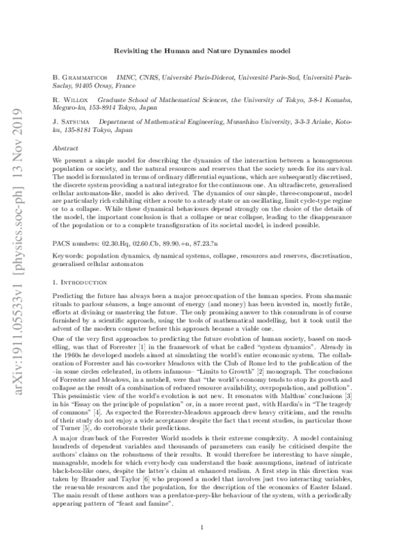 (PDF) Revisiting the Human and Nature Dynamics Model