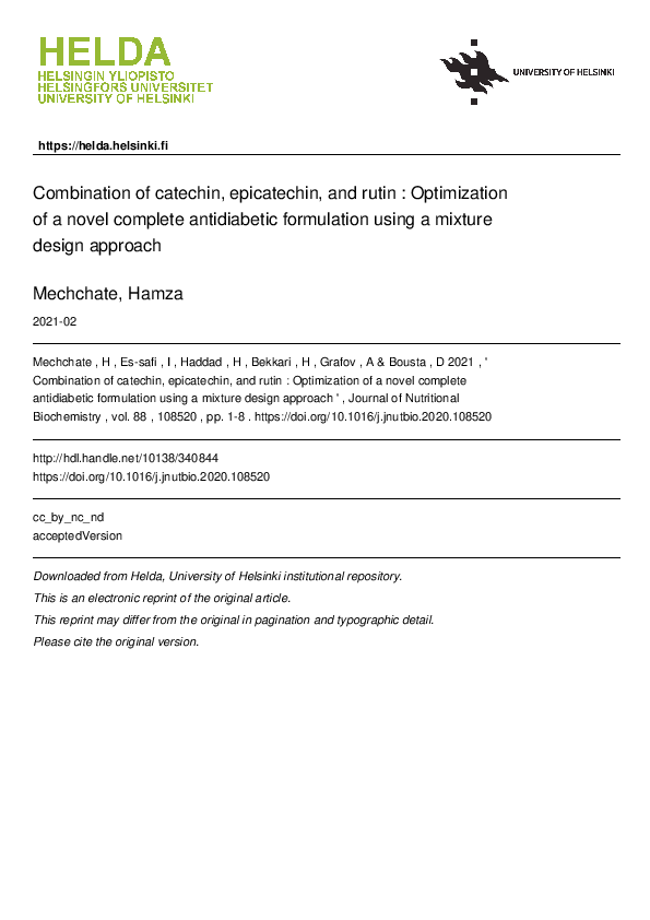 (PDF) Combination of Catechin, Epicatechin, and Rutin: Optimization of ...