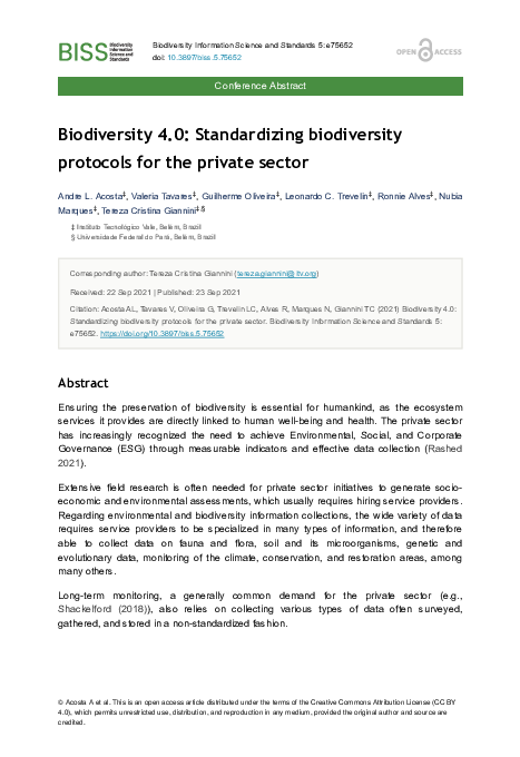 (PDF) Biodiversity 4.0: Standardizing biodiversity protocols for the ...