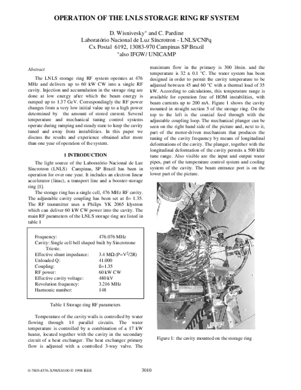 (PDF) Operation of the LNLS storage ring RF system